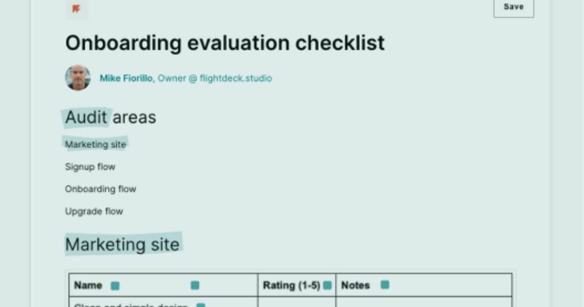 Onboarding evaluation checklist