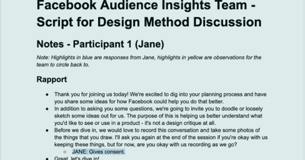 Audience Insights Script at Facebook