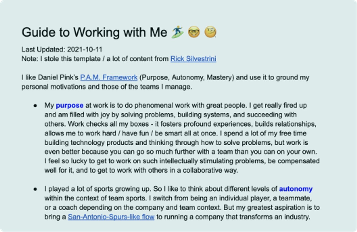 Personal Operating System Templates and Examples - Reforge