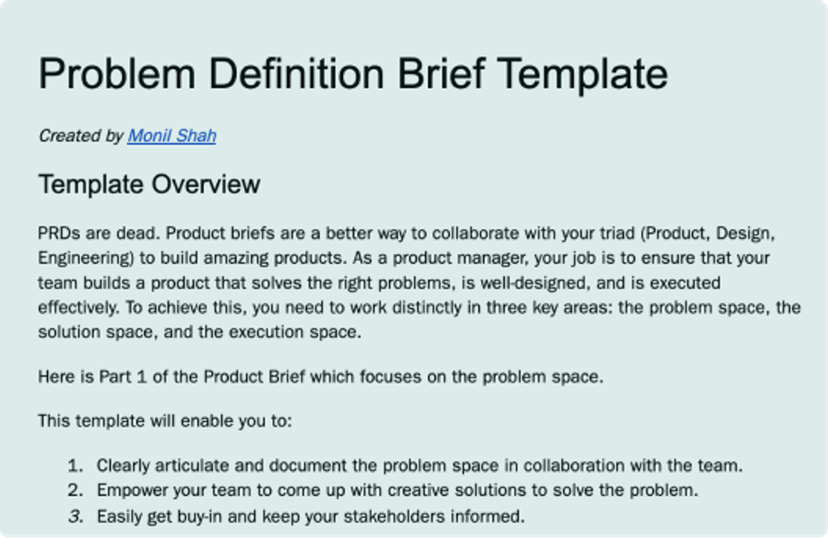 Product Brief Templates and Examples - Reforge