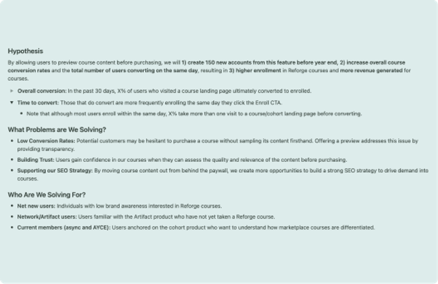 One Pager Templates and Examples - Reforge