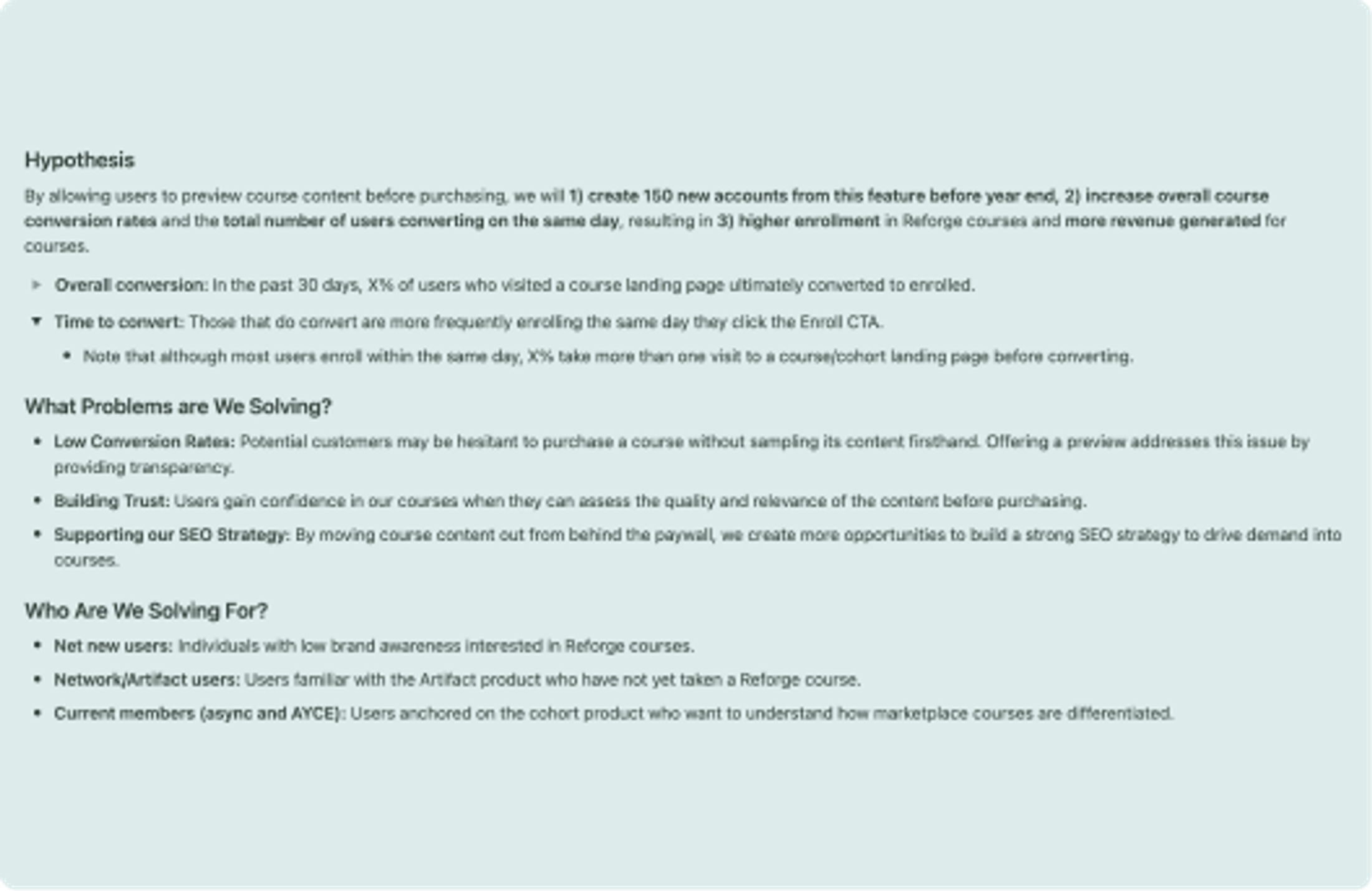 One Pager Templates and Examples - Reforge