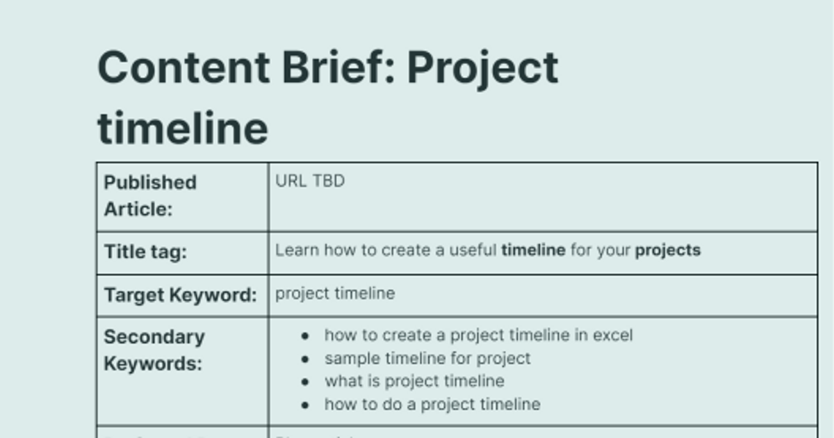 SEO Content Brief at Graphite