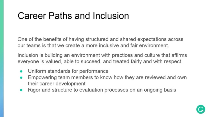 Career levels presentation at Grammarly