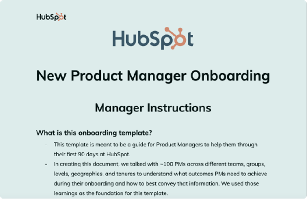 Product Manager Onboarding Plan