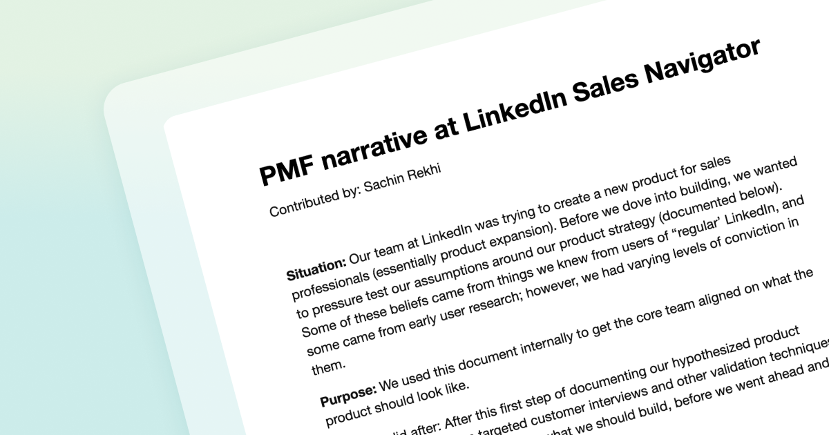 PMF narrative at LinkedIn Sales Navigator