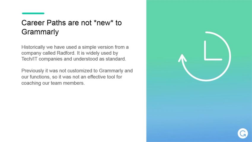 Career levels presentation at Grammarly