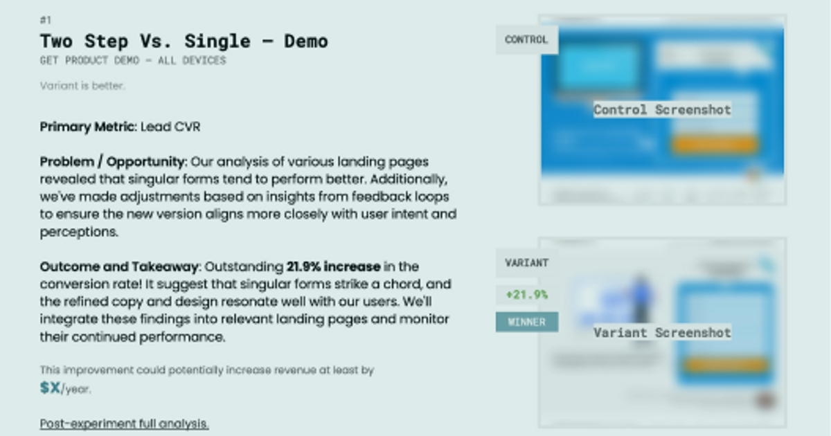Experimentation Scorecard at SelectHub