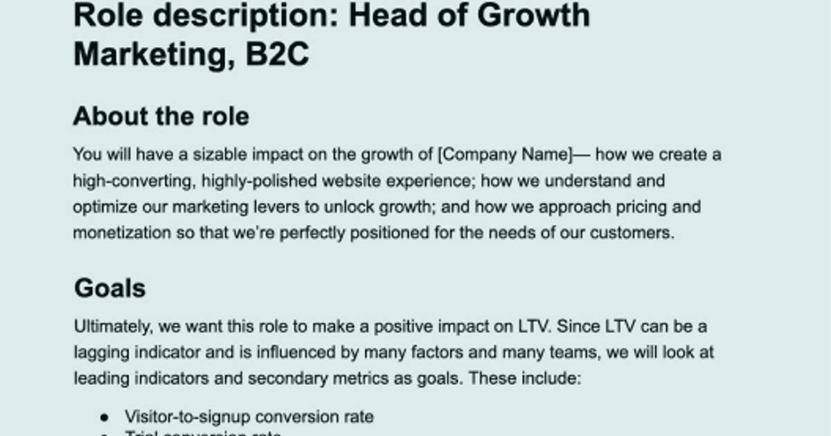 Head of Growth Marketing, B2C Job Description at Buffer