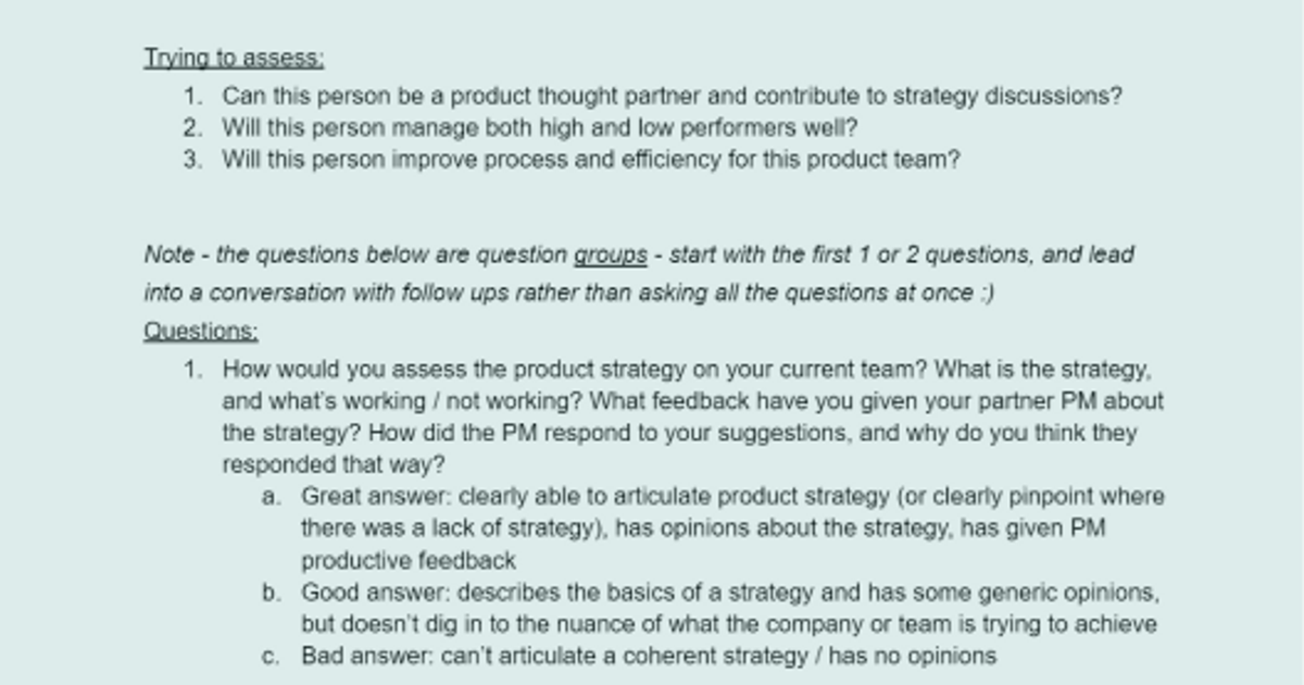 Interview Questions for PMs to ask Engineering Candidates by Caitlin Roman