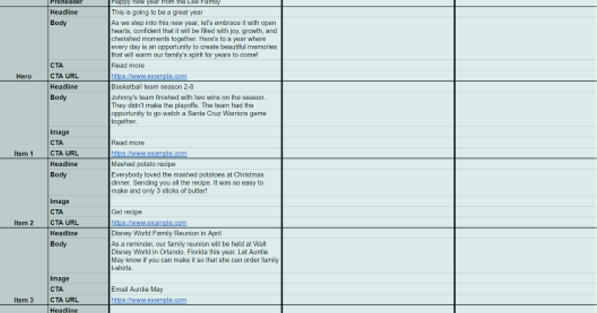 Newsletter copy template at Calm