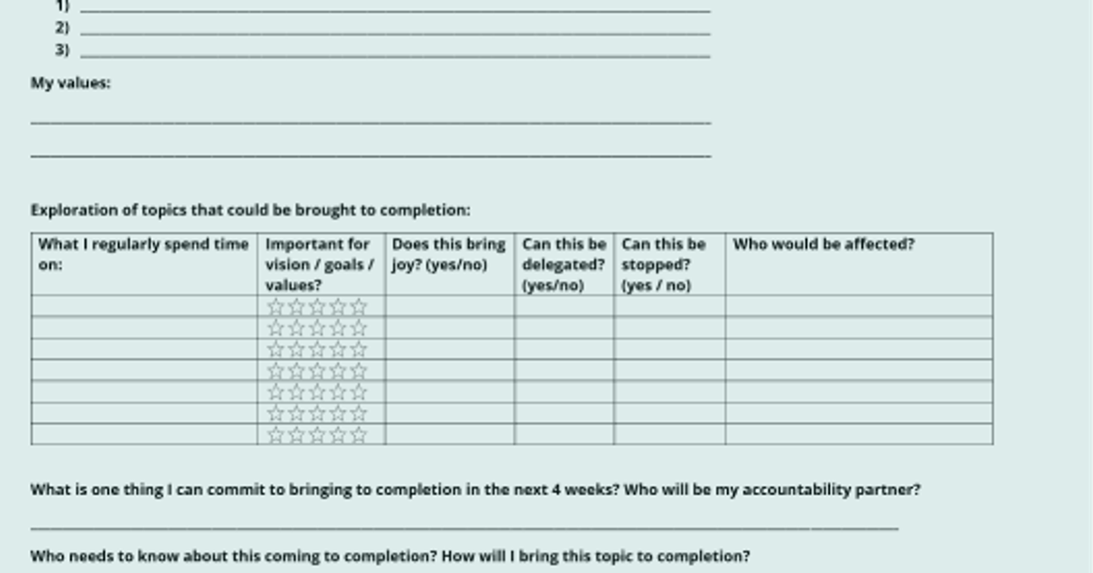 Prioritization framework and worksheet