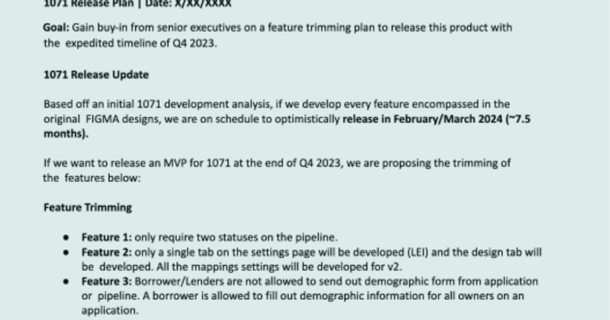 Release Plan Update to Executives at Abrigo