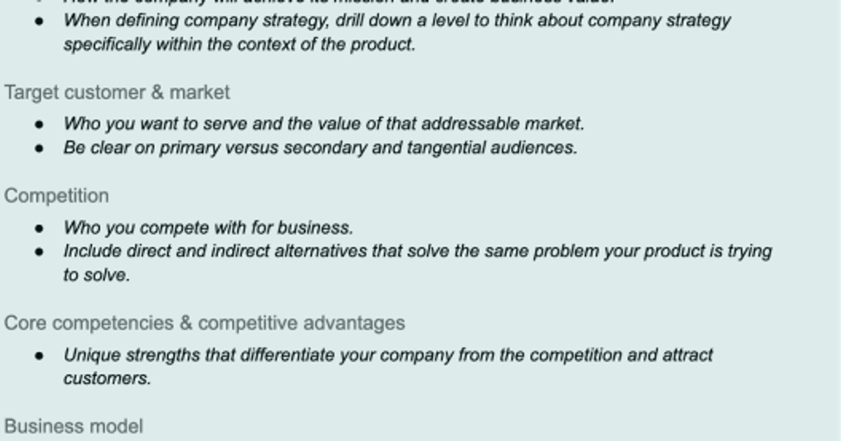 Product Strategy Compass template from Reforge