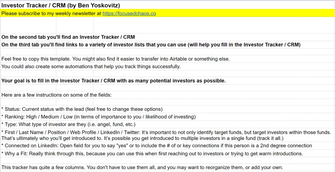 Investor Tracker / CRM from Highline Beta