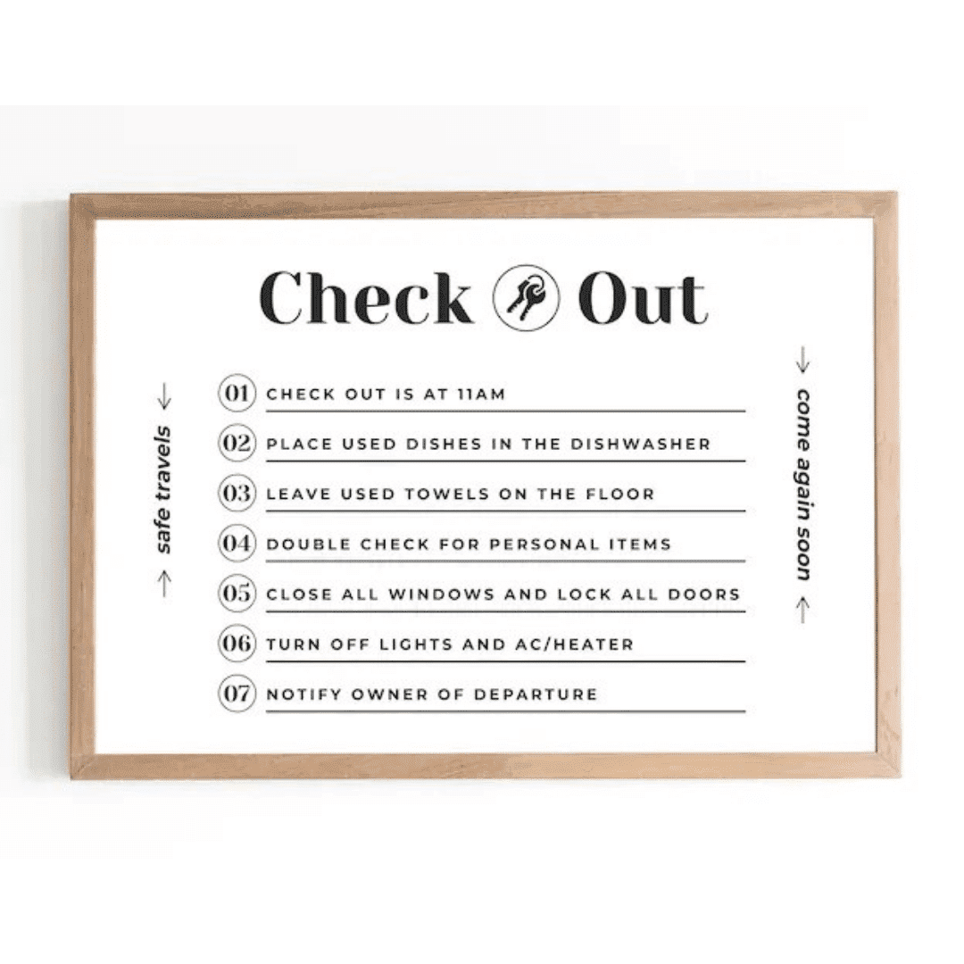 Airbnb Check-Out Sign Template for Seamless Departures | STR Specialist