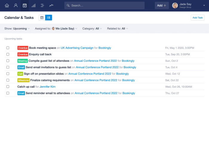 Managing your Tasks | Capsule CRM