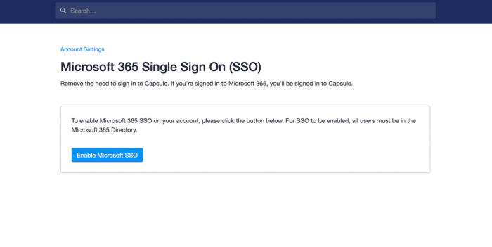 Microsoft 365 Single Sign On | Capsule CRM