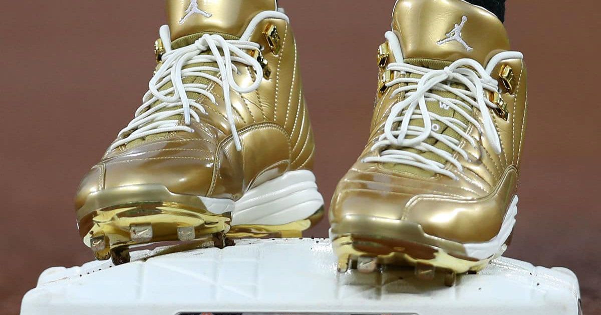 MLB Players rock Gold Jordan 12 cleats to support Childhood Cancer ...