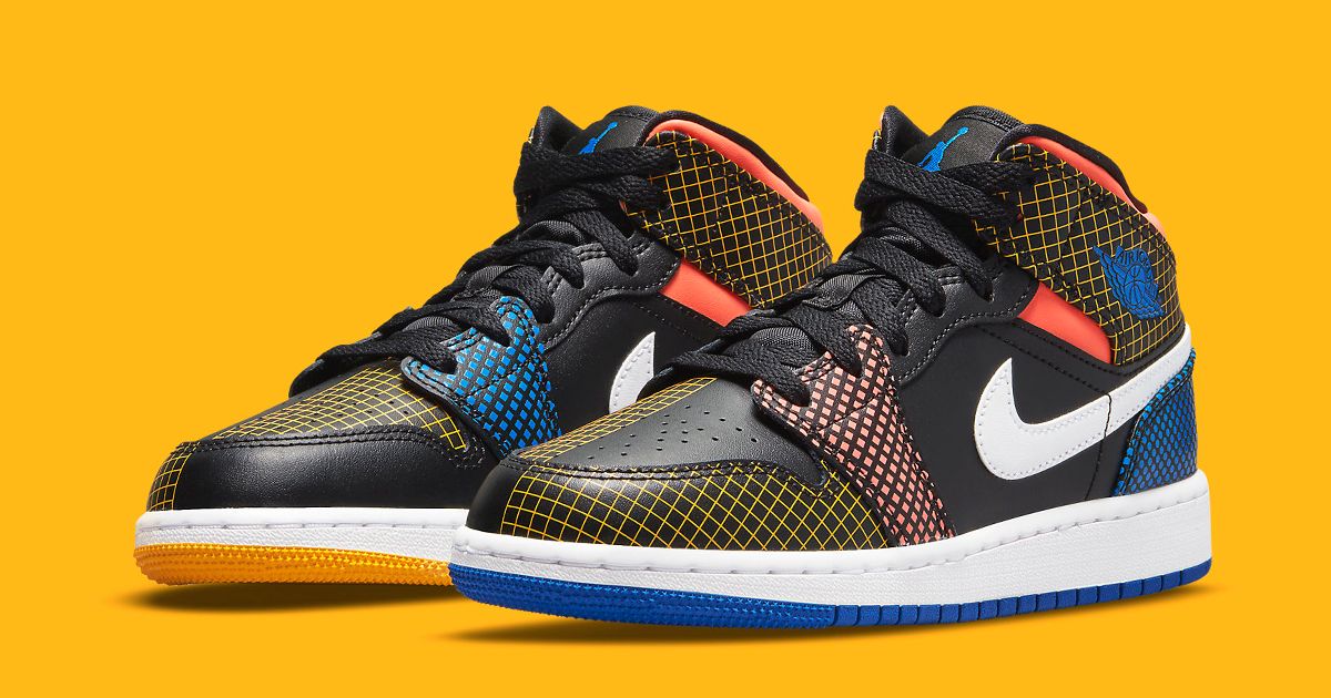 Kids Air Jordan 1 Mid Gets Covered in Colorful Grids | House of Heat°