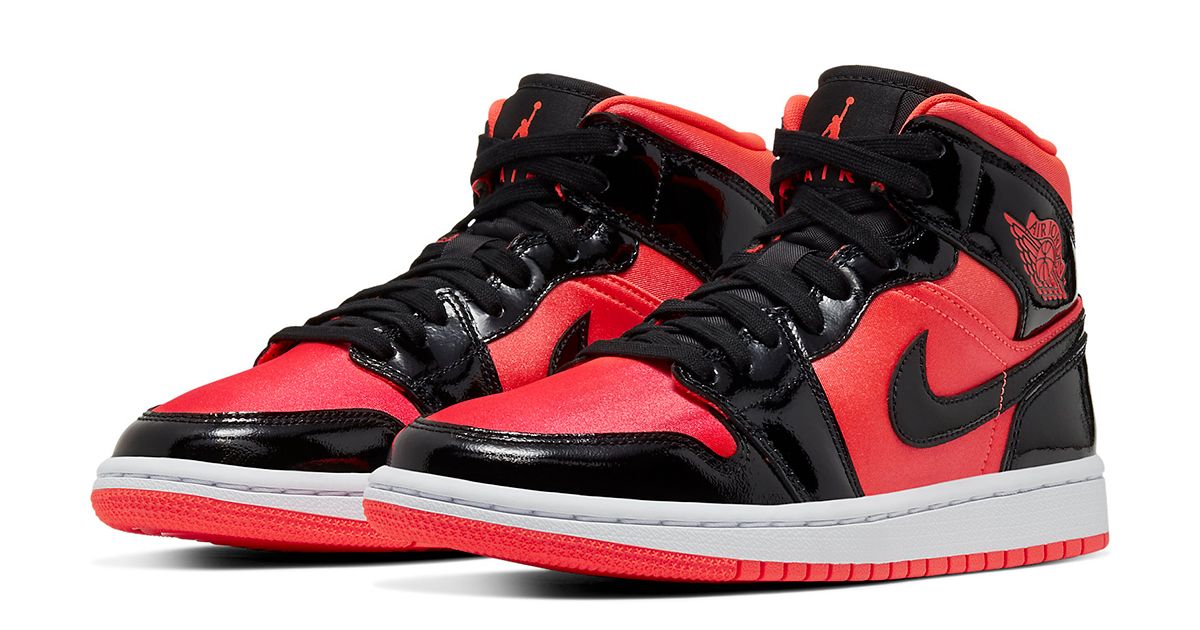 “Infrabred” Jordan 1 Mid Arrives in Stuntin’ Satin and Patent Leather ...