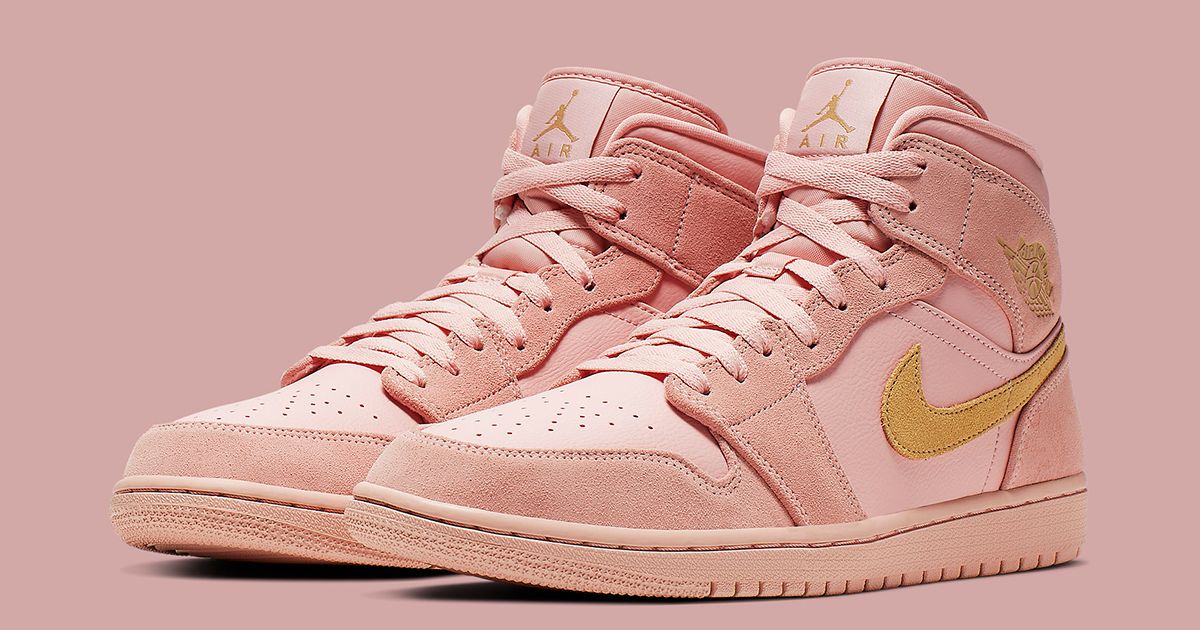 Available Now // Suede and Leather Air Jordan 1 in Coral and Gold ...