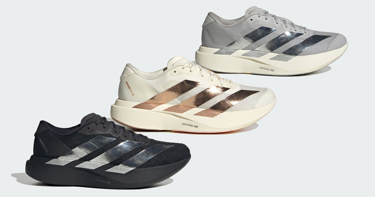 "Metallic" Stripes Land on an Adidas Adizero Evo SL Trio | House of Heat°