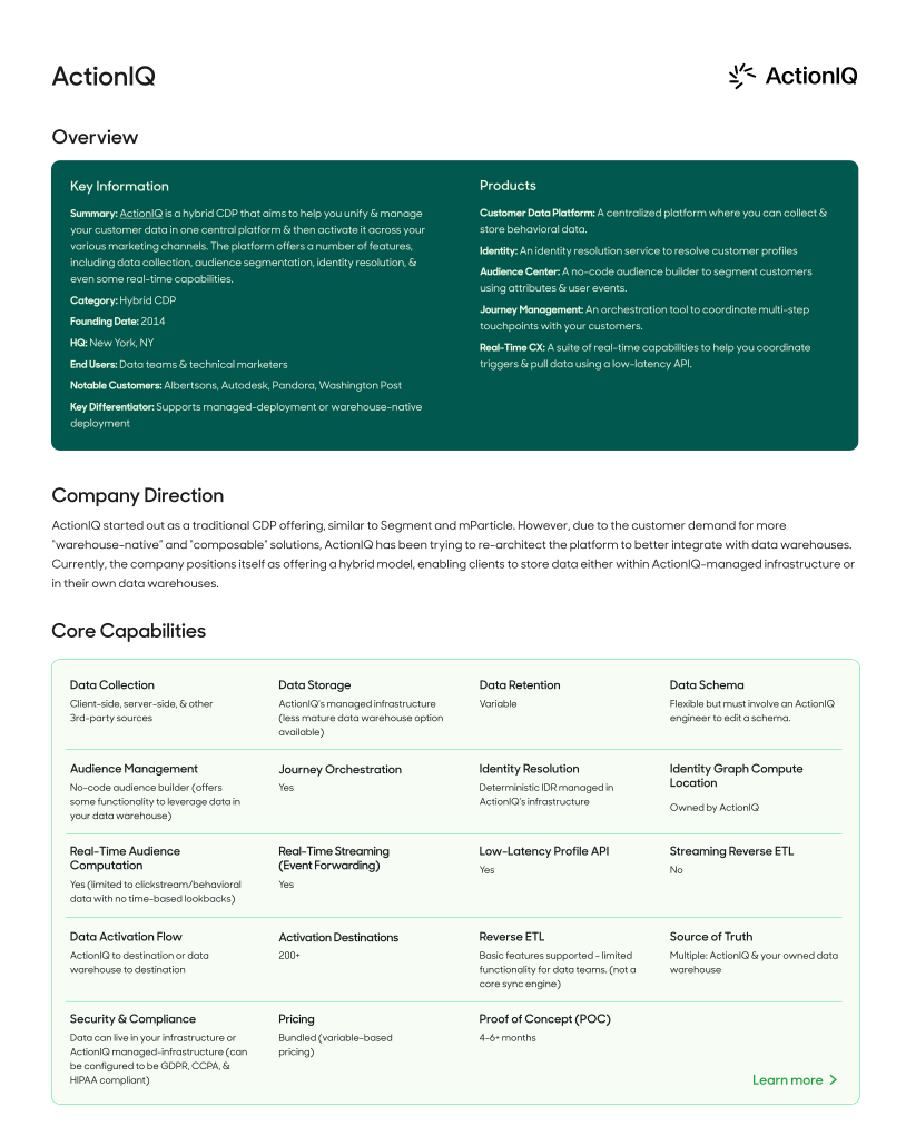 ActionIQ One Pager | Hightouch