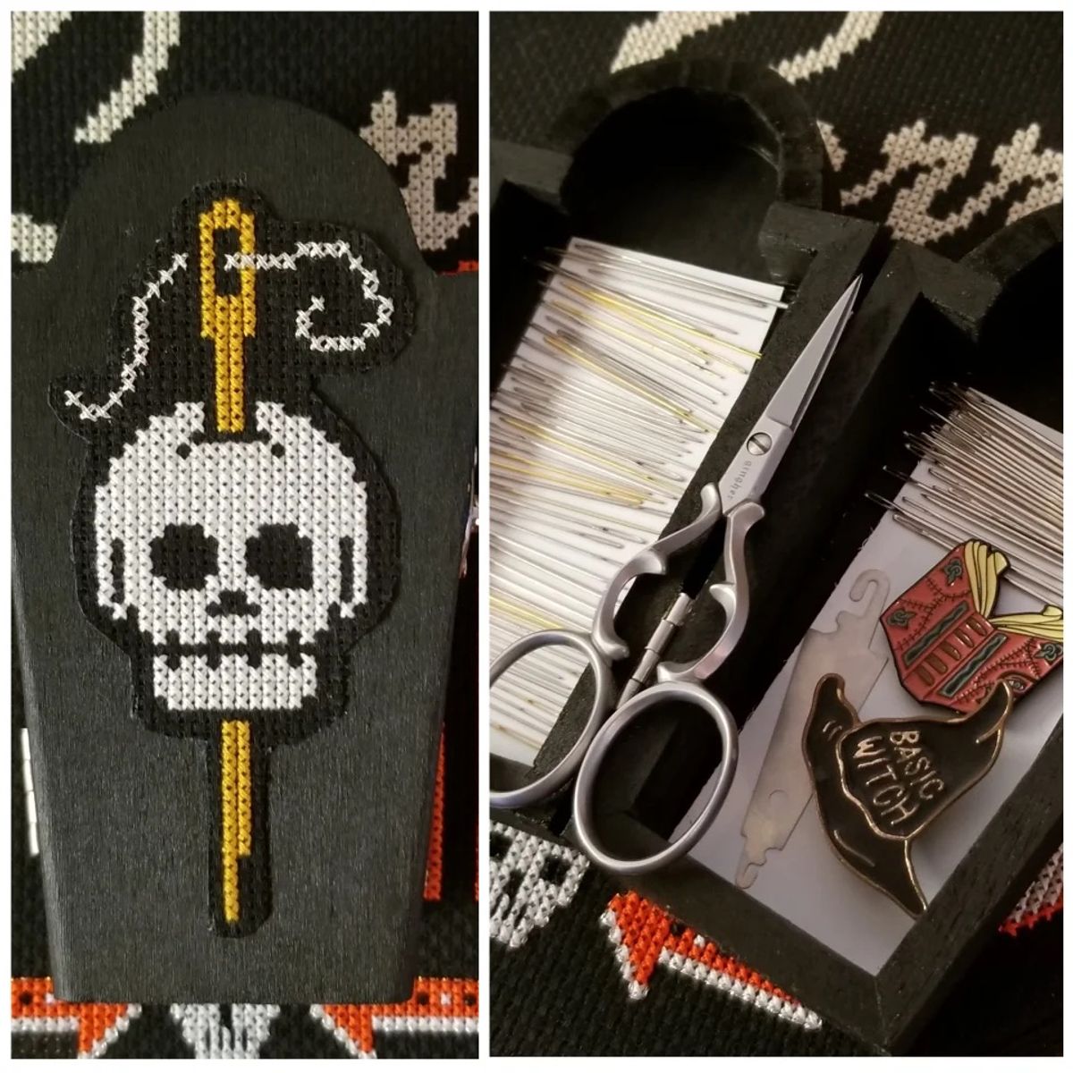 Needle Stitching Coffin Cross Stitch Pattern · Wild Violet Cross Stitch