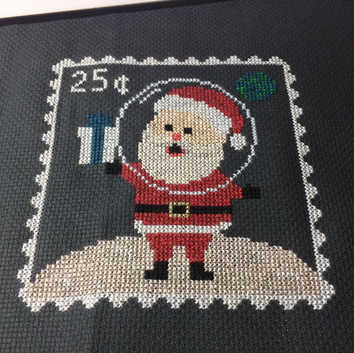 Astronaut Santa Postage Stamp Cross Stitch Pattern · Wild Violet Cross ...