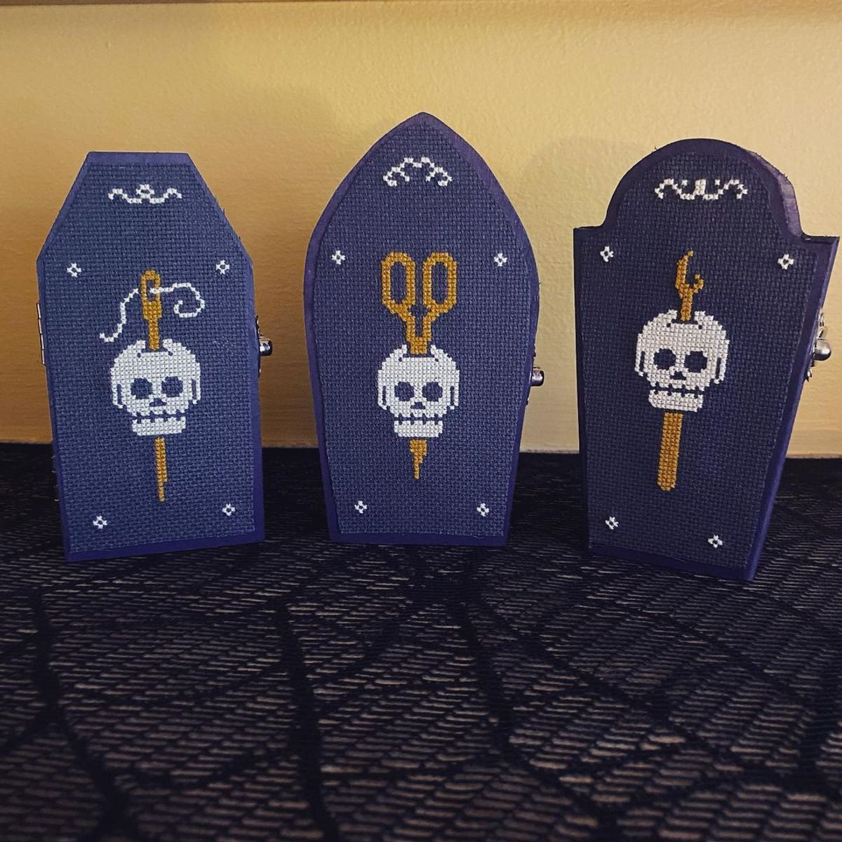 Needle Stitching Coffin Customer Finishes · Wild Violet Cross Stitch