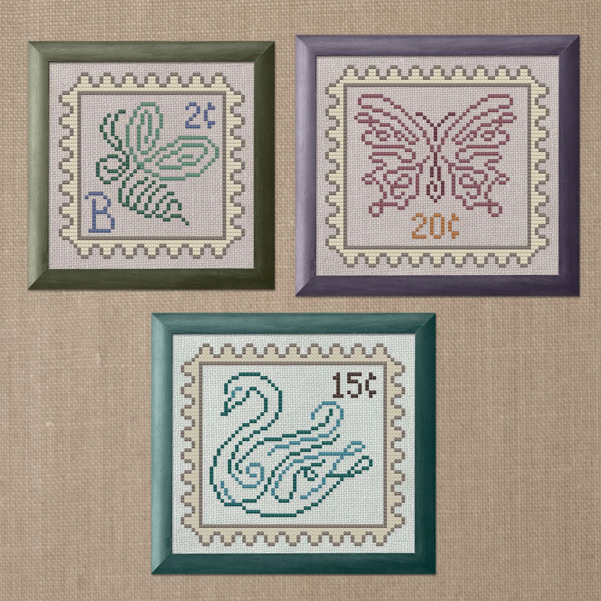 Creature Postage Stamps Cross Stitch Patterns · Wild Violet Cross Stitch