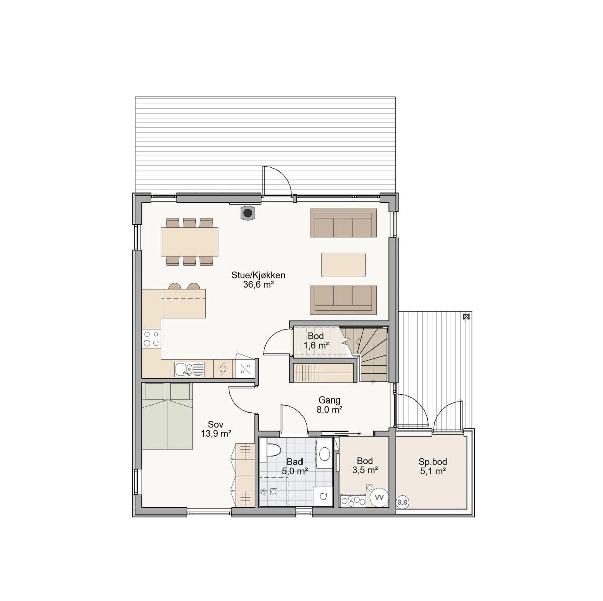 Skansen moderne hus for flat tomt | Mesterhus