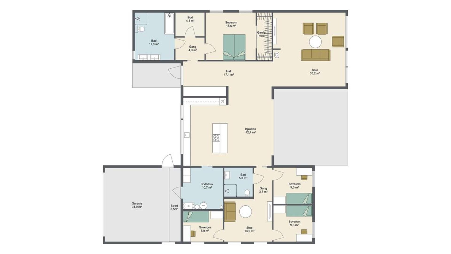 Samspill - moderne atriumshus | Nordbohus