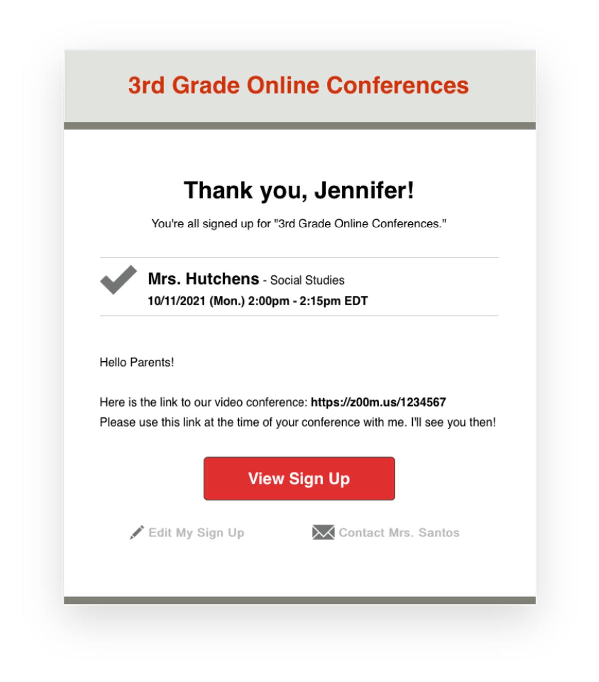 Parent Teacher Conference Sign Up Sheets | SignUpGenius