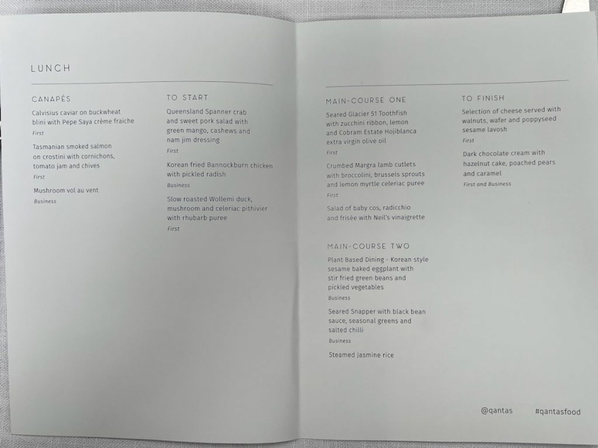 Qantas Reveals Upgraded Inflight And Lounge Menus