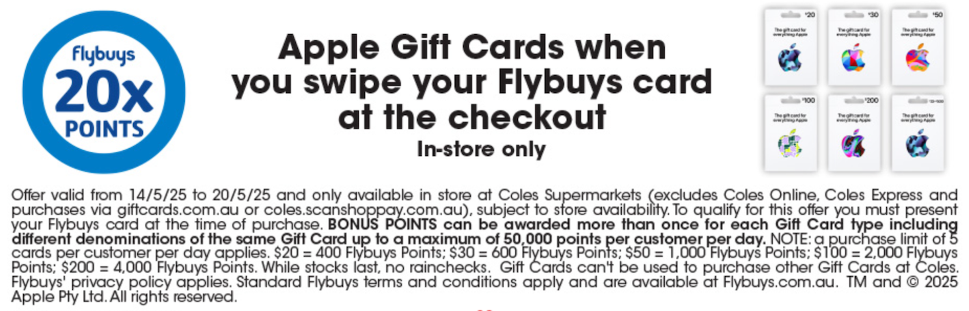 Gift Card Bonus Points: Flybuys & Everyday Rewards