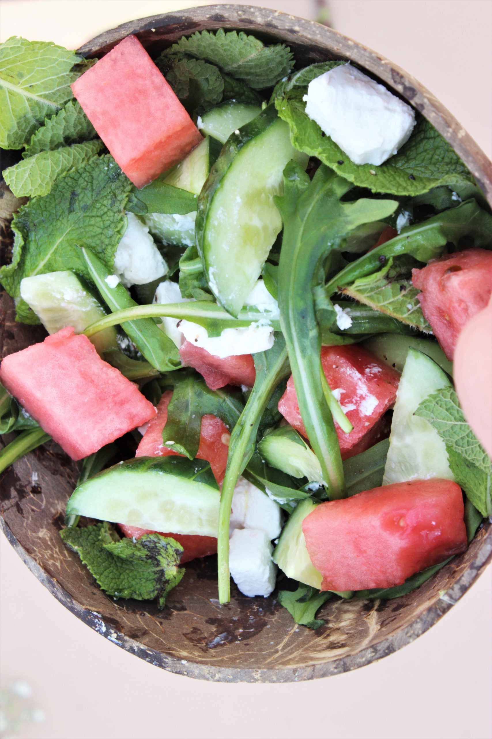 Vannmelon salat med feta og mynte — MATpaaMiNUTTER