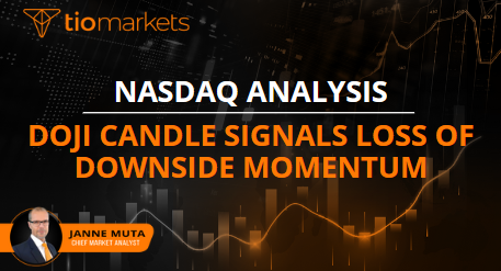 TIOmarkets | Nasdaq 100 Technical Analysis | Doji candle signals loss of downside momentum