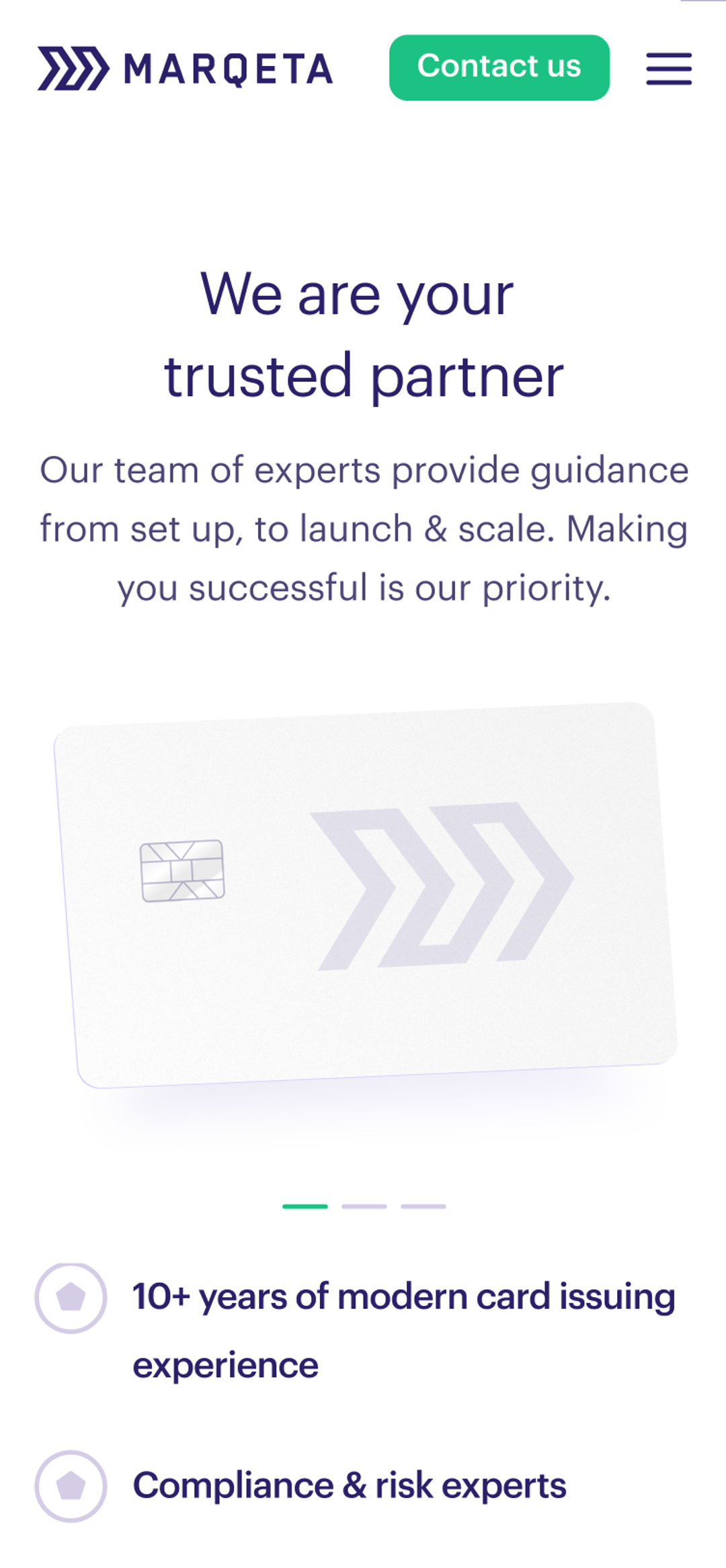 Marqeta web design and development | Clay