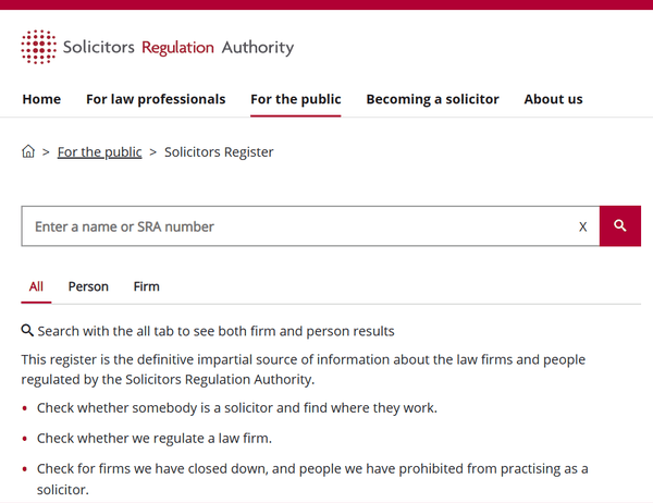 How To Check a Solicitor’s Record