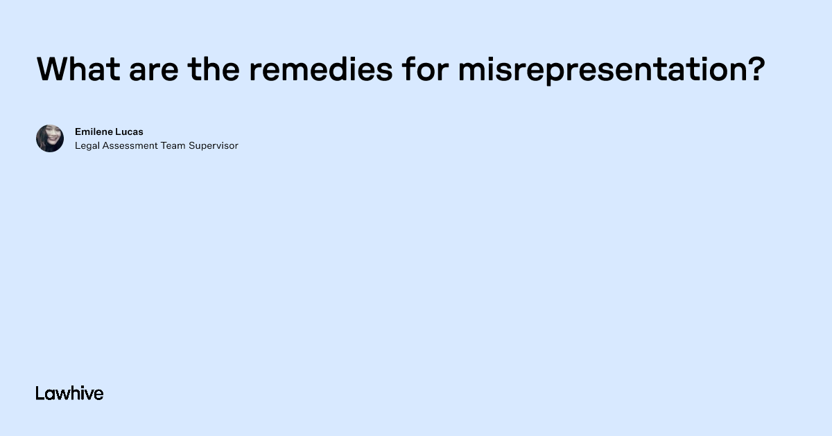 What Are The Remedies for Misrepresentation?