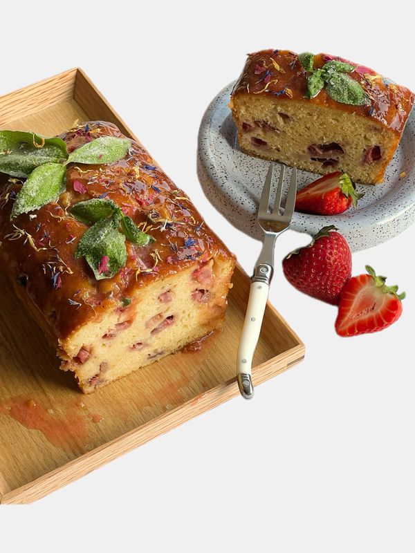 glazed strawberry loaf with candied basil • jer 旨い