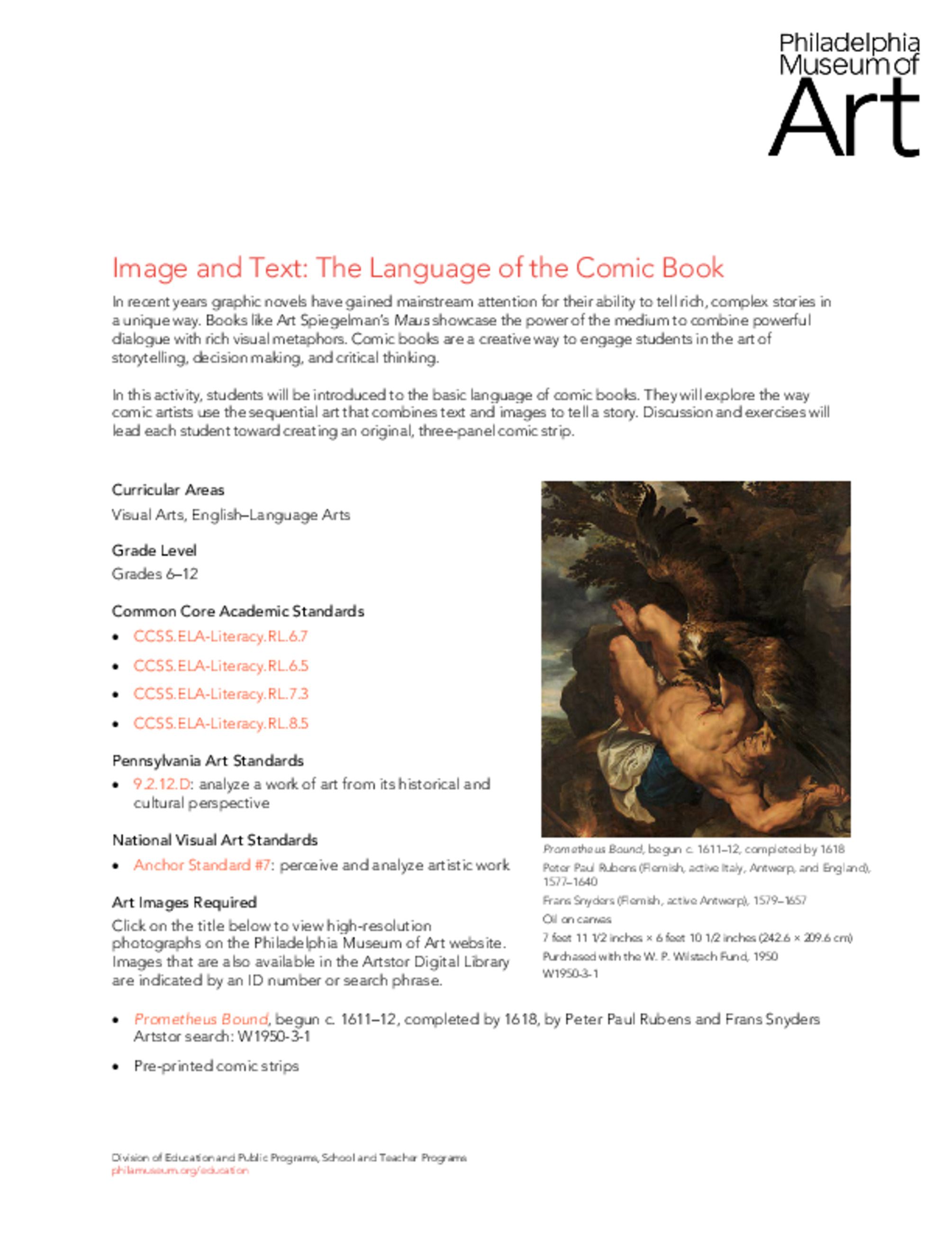 Image and Text: The Language of the Comic Book | Philadelphia Museum of Art