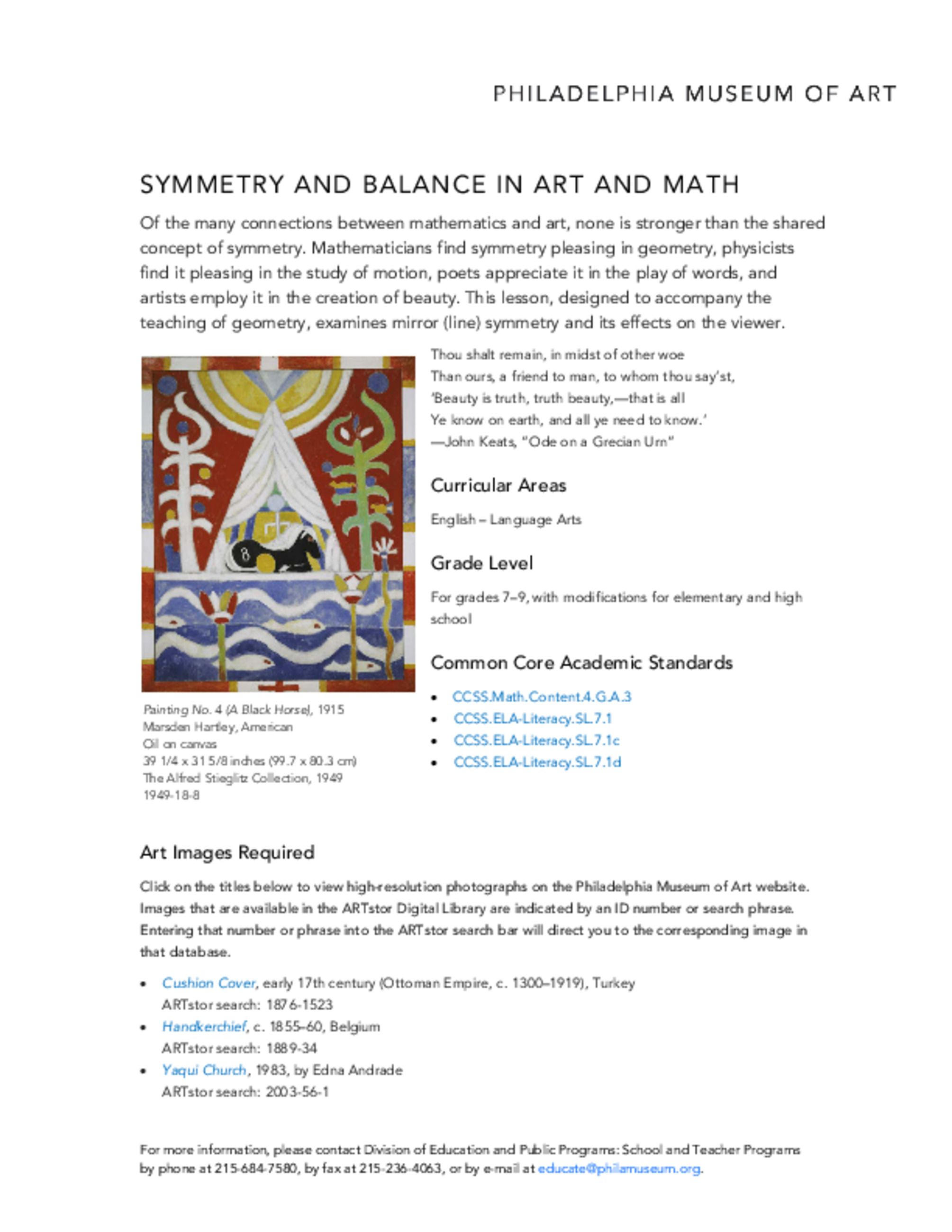 Symmetry and Balance in Art and Math | Philadelphia Museum of Art