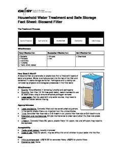 Biosand Filter Fact Sheet | WASH Resources