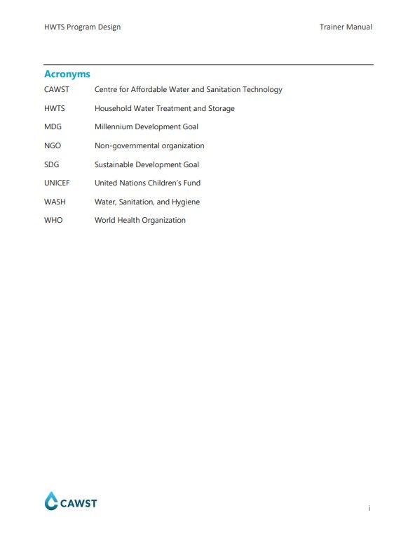 HWTS Program Design Workshop | WASH Resources
