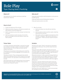 Role Play Activity Instructions | WASH Resources