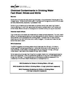 Nitrate and Nitrite Chemical Fact Sheet | WASH Resources