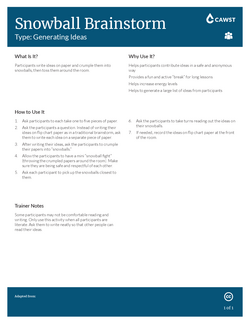 Snowball Brainstorm Activity Instructions | WASH Resources